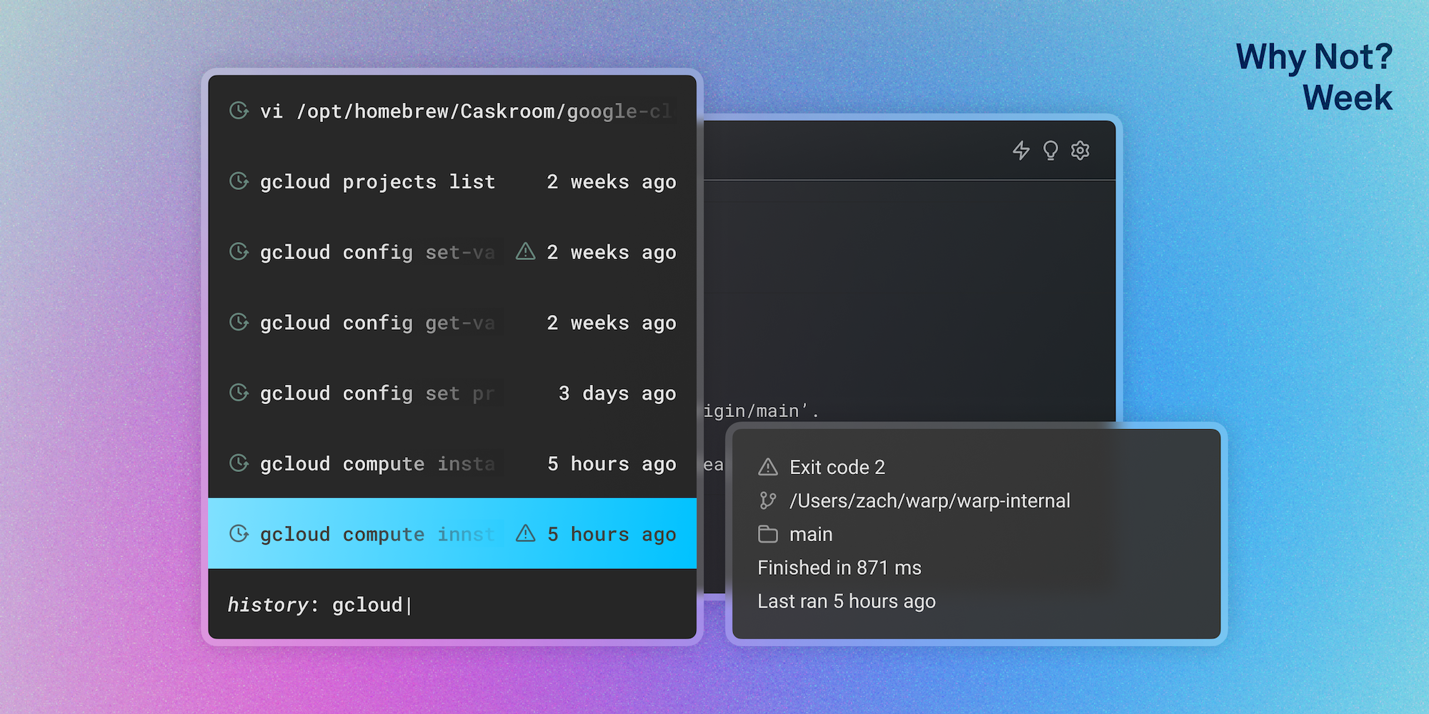 Warp: Show rich history in Command Search. Why not?